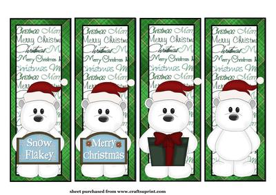 4 Green Frame Polar Bear Bookmarks - CUP130504_659 | Craftsuprint