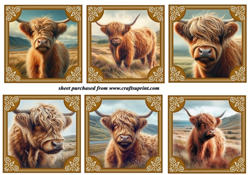 6 Highland cow toppers 1 - CUP1313464_659 | Craftsuprint