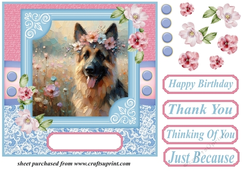 Painted German Shepherd card front 1 - CUP1313986_659 | Craftsuprint