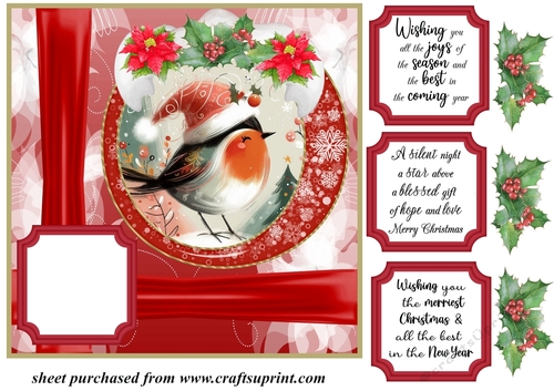 Red Christmas robin card front 2 - CUP1314450_659 | Craftsuprint
