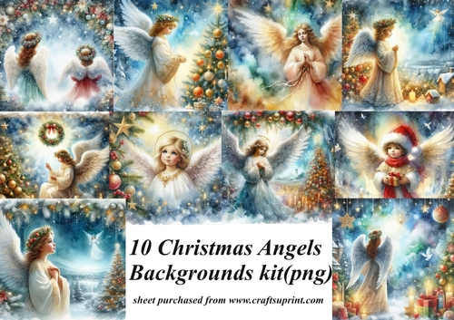 10 Christmas Angel backgrounds (png) kit - CUP1319127_659 | Craftsuprint