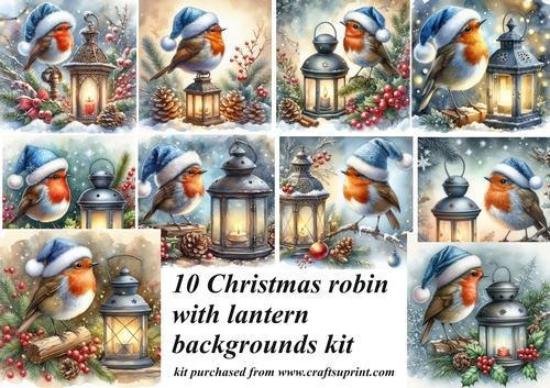 Christmas robin with lantern background kit - CUP1321894_659 | Craftsuprint