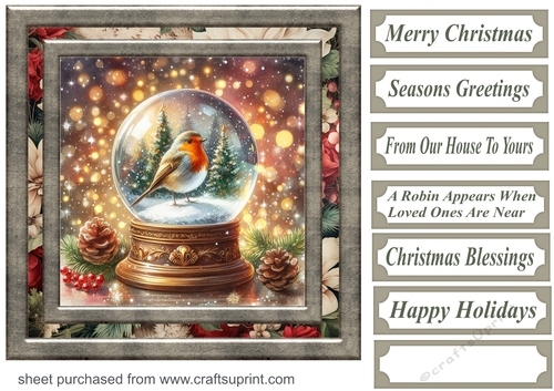 Christmas robin snow globe card front 2 - CUP1327206_659 | Craftsuprint