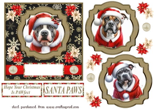 Staffie Santa card front - CUP1327766_659 | Craftsuprint