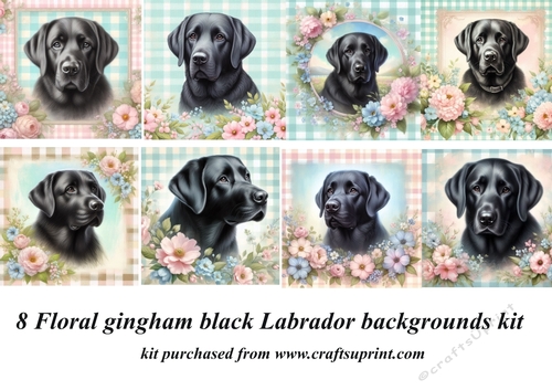 Floral gingham black Labrador backgrounds kit - CUP1330548_659 ...