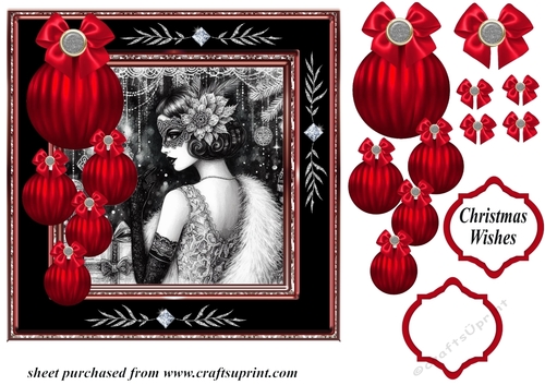 Christmas Flapper girl card front 1 - CUP1338292_659 | Craftsuprint