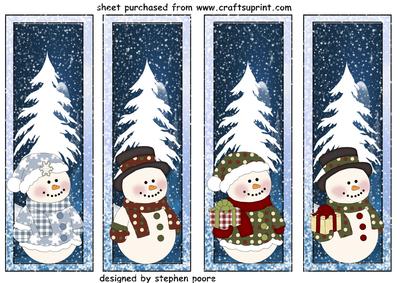 4 Jolly Christmas Snowman Bookmarks - CUP266627_659 | Craftsuprint