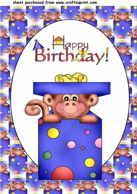Birthday Monkey Topper 4 - CUP312395_659 | Craftsuprint