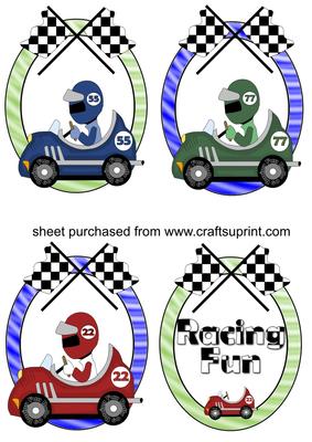 4 Racing Themed Toppers - CUP330825_659 | Craftsuprint
