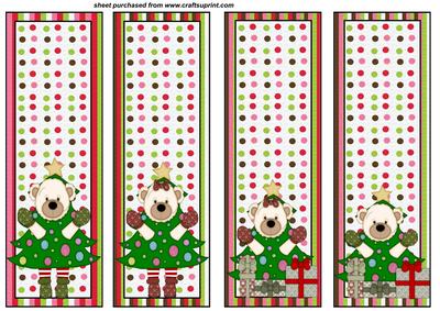 4 Christmas Tree Bear Bookmarks - CUP358154_659 | Craftsuprint