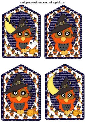 4 Halloween Owl Tag Toppers - CUP361896_659 | Craftsuprint
