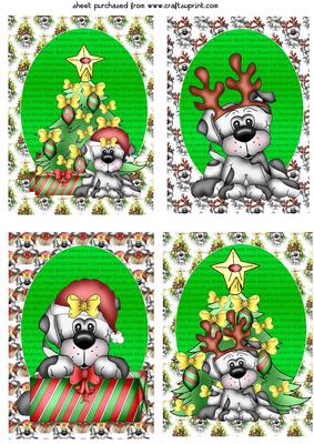 4 Christmas Puppy Toppers - CUP363187_659 | Craftsuprint