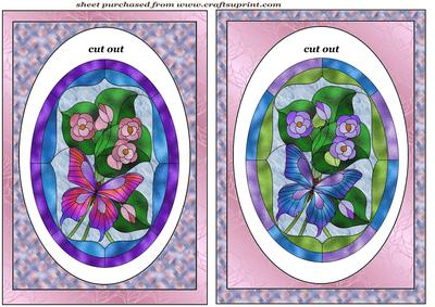 2 Stained Glass Floral Butterfly Dangler Card Fronts - CUP382563_659 ...