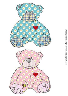 Scruffy Ted Blue and Pink Daisy Toppers - CUP388747_659 | Craftsuprint