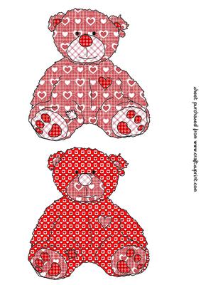 2 Red Hearts Scruffy Ted Toppers - CUP389129_659 | Craftsuprint