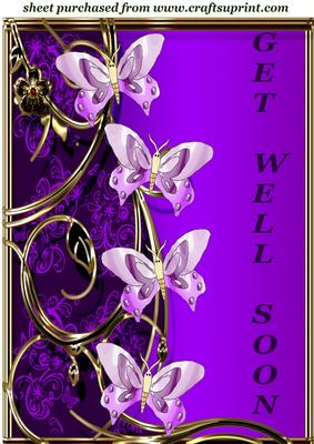 Purple Floral Butterfly Get Well Soon Topper - CUP392078_659 | Craftsuprint