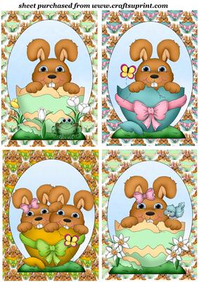 4 Easter Egg Bunny Toppers - CUP396965_659 | Craftsuprint