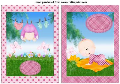 2 Cute New Baby Girl Framed Card Fronts 1 - CUP400906_659 | Craftsuprint