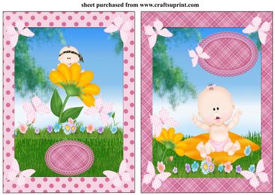 2 Cute New Baby Girl Framed Card Fronts 2 - CUP400909_659 | Craftsuprint