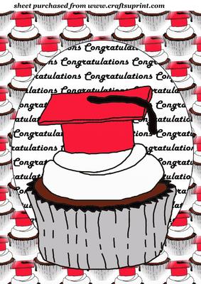 Red Graduation Cupcake Topper - CUP402967_659 | Craftsuprint