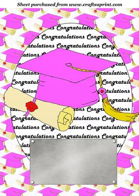Pink Cap and Scroll Graduation Topper - CUP403491_659 | Craftsuprint