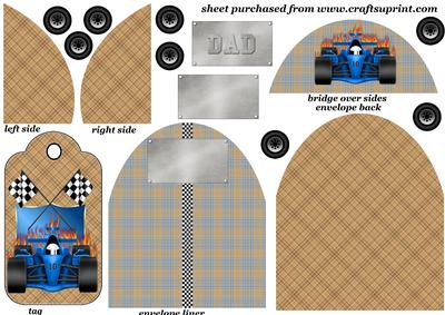 Racing Car Themed Envelope Card with Tag - CUP404506_659 | Craftsuprint