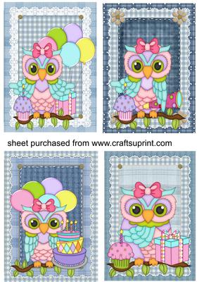 4 Blue Birthday Owl Toppers - CUP430401_659 | Craftsuprint