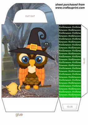 Halloween Owl Gift Bag 1 - CUP457535_659 | Craftsuprint