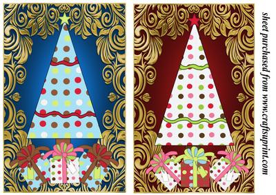 2 Christmas Tree Card Fronts - CUP491025_659 | Craftsuprint