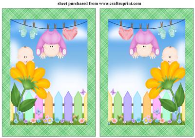 2 Green New Baby Framed Card Fronts - CUP603710_659 | Craftsuprint
