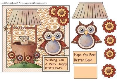 Birthday/get Well Soon Owl Card Front - CUP672252_659 | Craftsuprint