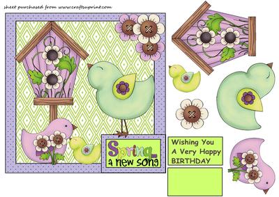 Spring Birds Card Front - CUP672254_659 | Craftsuprint