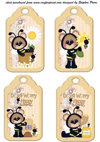 4 Cute bee tag toppers - CUP728897_659 | Craftsuprint
