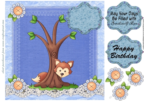 Cute fox card front 4 - CUP769688_659 | Craftsuprint