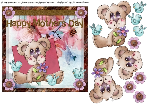 Cute bear Mothers Day card front - CUP773594_659 | Craftsuprint