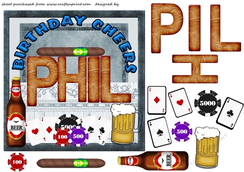 Phil Birthday cheers card front - CUP774685_659 | Craftsuprint
