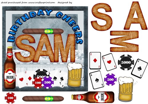 Sam Birthday cheers card front - CUP774688_659 | Craftsuprint
