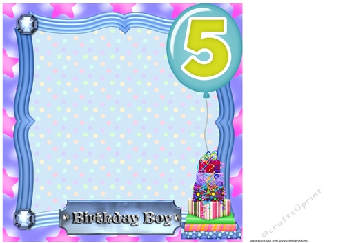 Age 5 Birthday boy insert - CUP779684_659 | Craftsuprint