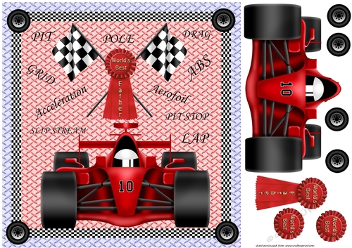 Red F1 Fathers Day/Birthday card front 1 - CUP792443_659 | Craftsuprint