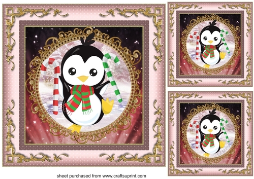 3 candy cane penguin Christmas card fronts/toppers - CUP997318_659 ...