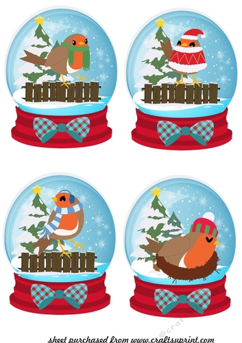 4 Christmas robin snow globe toppers 2 - CUP998669_659 | Craftsuprint