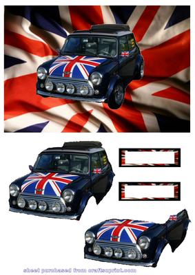 Sporty Mini Cooper on British Flag - CUP60598_668 | Craftsuprint