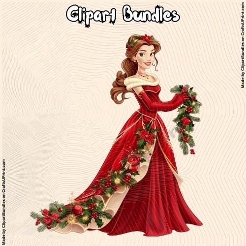 Beautiful Cartoon Style Christmas Princess (4096px x 4096px, .png ...