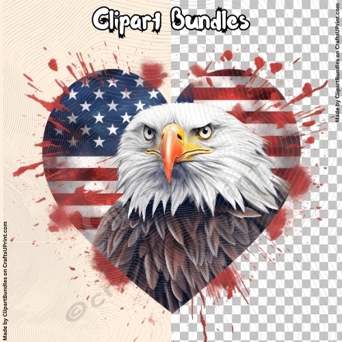 Patriotic Heart Shaped Eagle Clipart 02 (4096px x 4096px, .png, 300dpi ...
