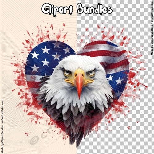 Patriotic Heart Shaped Eagle Clipart 03 (4096px x 4096px, .png, 300dpi ...