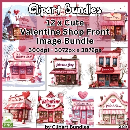 12 x Cute Valentine Shop Front Images (3072px x 3072px, jpg, 300dpi ...