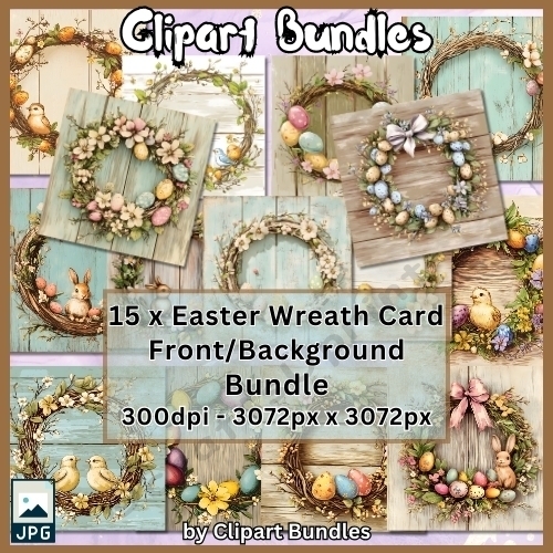 This 15 x Easter Wreath Card Front/Background Bundle (3072px x 3072px ...