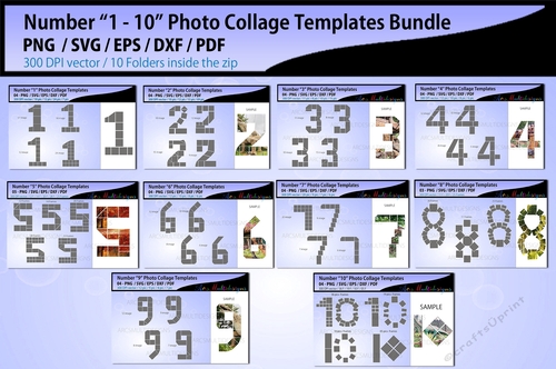 Numbers photo collage template bundle - CUP1148807_83612 | Craftsuprint