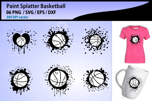 Paint splatter basketball - CUP1179920_83612 | Craftsuprint