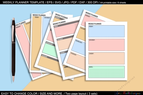 Weekly planner printable 2 page layout - CUP1191236_83612 | Craftsuprint